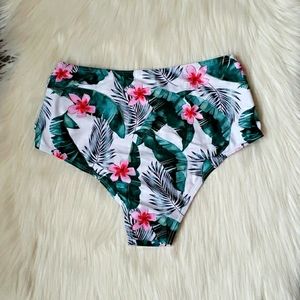 Swim | Green And Floral Ruffle Top Highwaist Bikini Set | Poshmark